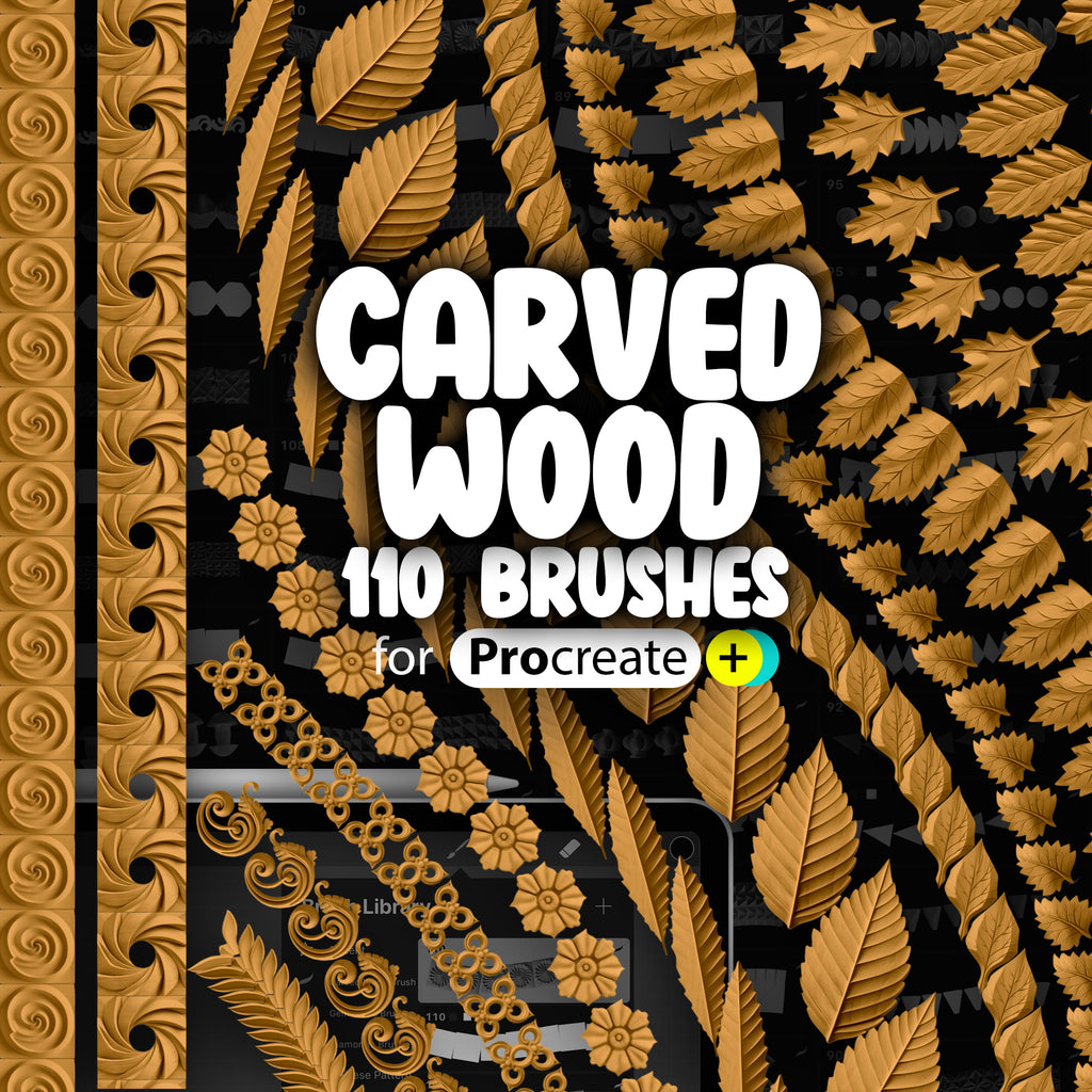110 Carved Wood 2D Brushes for Procreate – ProCreativeBreeze