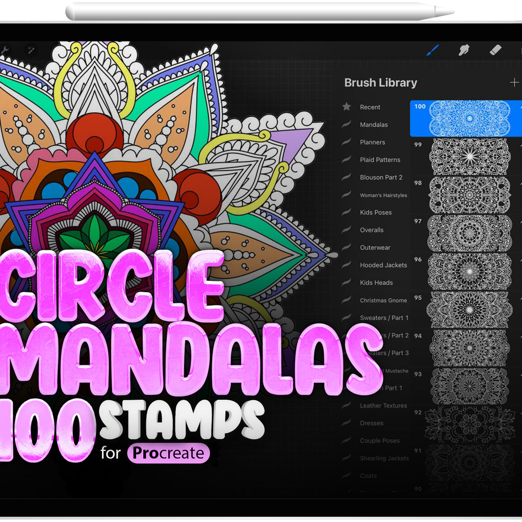 100 Procreate Circle Mandalas Stamp Brushes, Mandela Procreate Brush, – ProCreativeBreeze