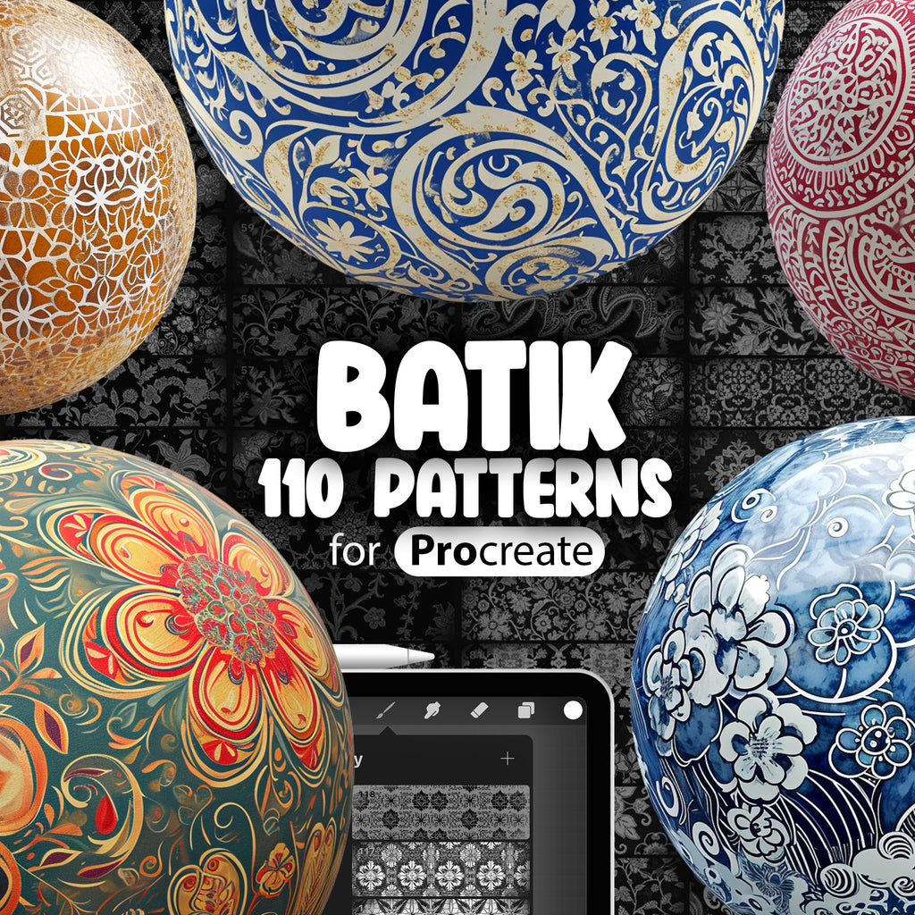 110 Procreate Batik Farbic pattern brushes – ProCreativeBreeze
