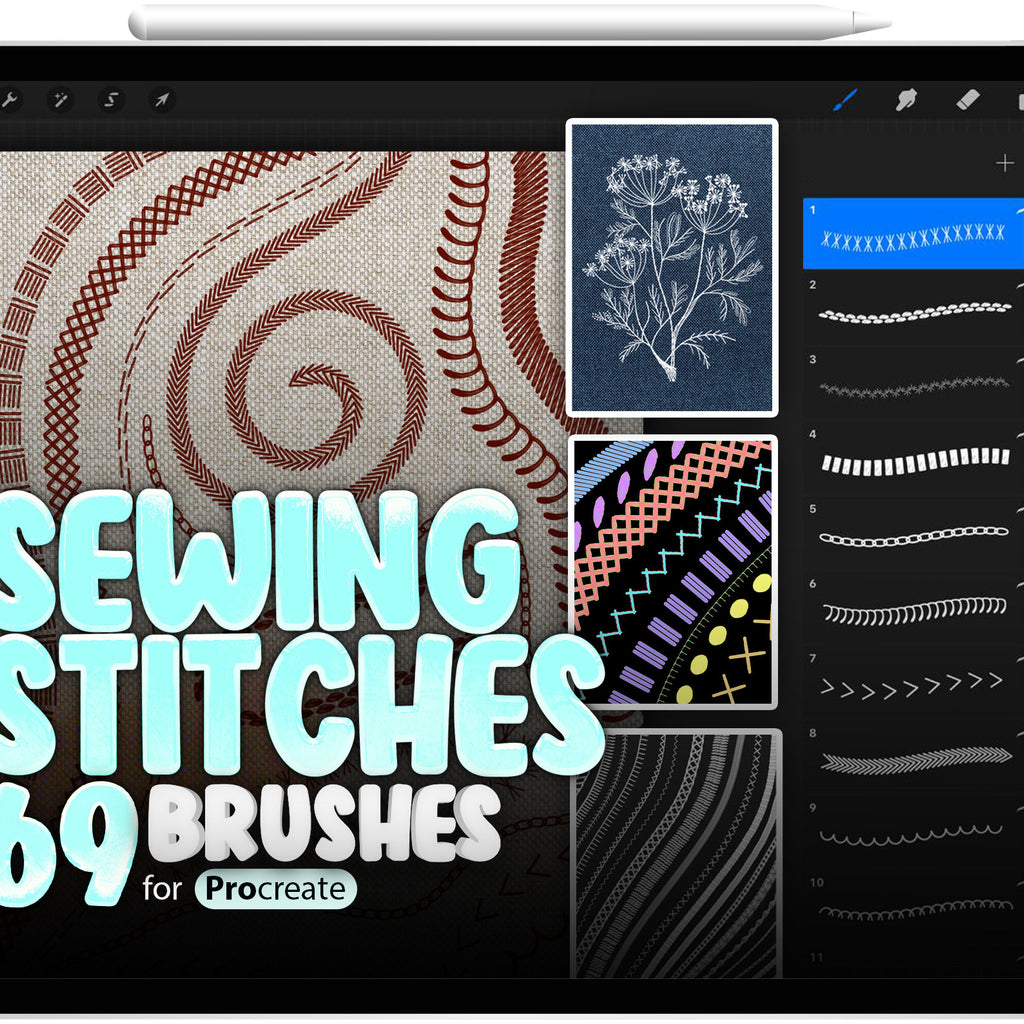 69 Procreate Sewing Stitches Brushes – ProCreativeBreeze