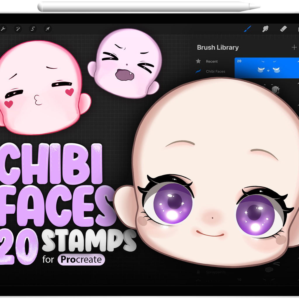 20 Procreate Chibi Faces Stamp Brushes – ProCreativeBreeze