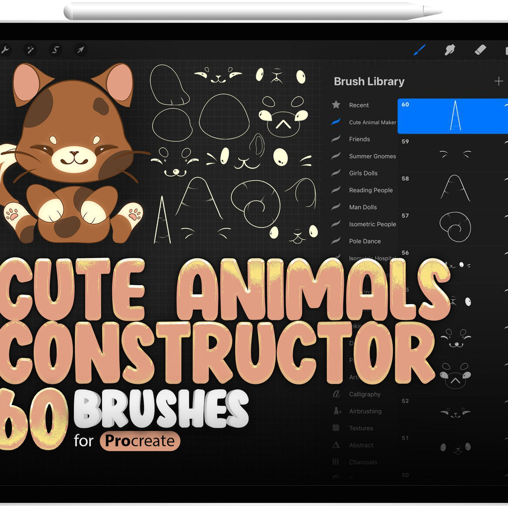 60 Cute Animals Constructor Brushes for Procreate – ProCreativeBreeze