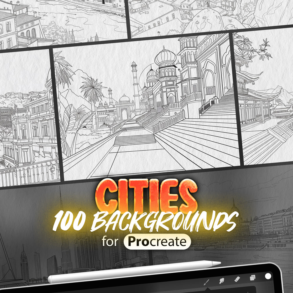 100 Procreate Cities Stamp Brushes, Procreate City Background, Procrea ...