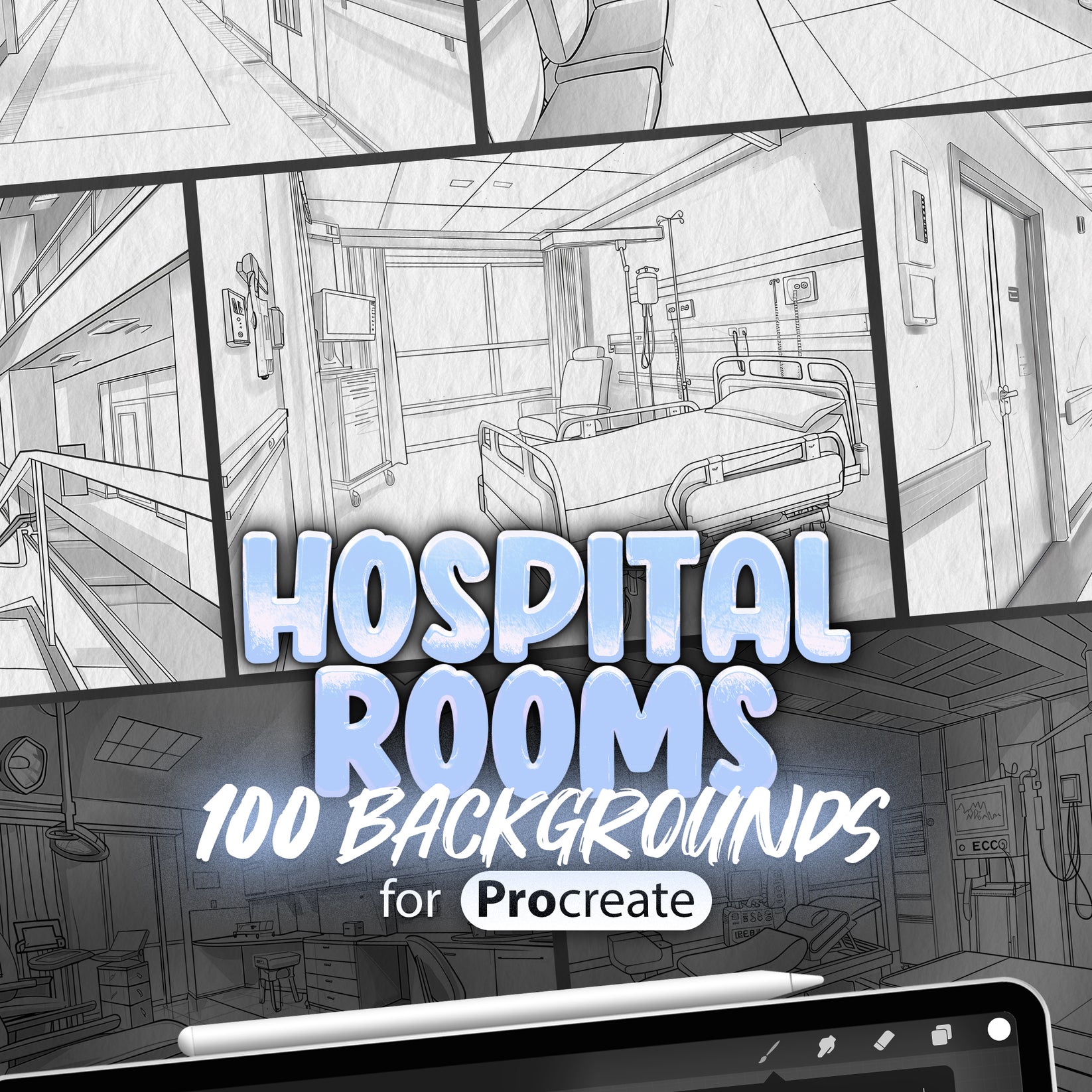 100 Procreate Hospital Rooms Backgrounds Brushes – ProCreativeBreeze