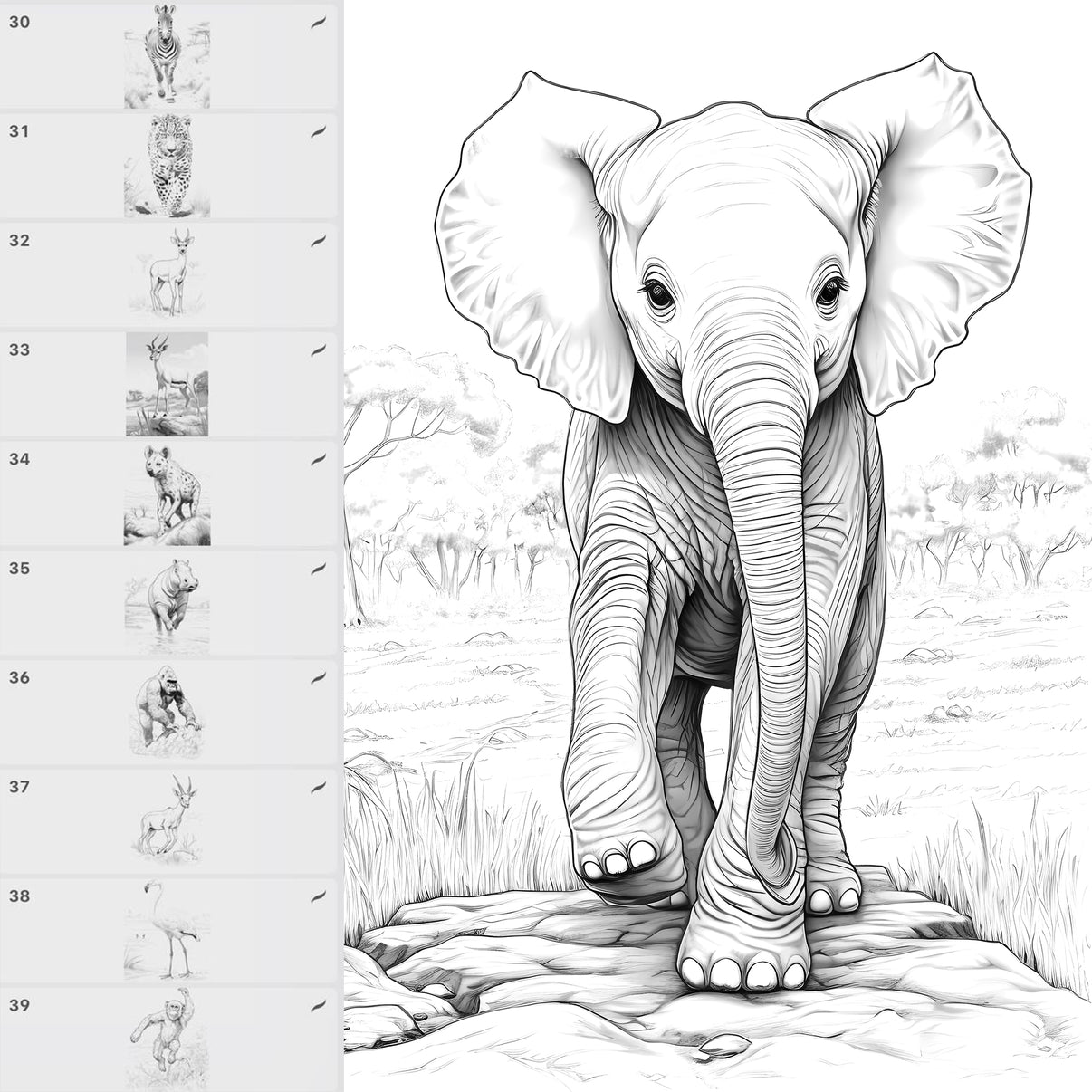 30 Safari Animals Brushes for Procreate and Photoshop – ProCreativeBreeze