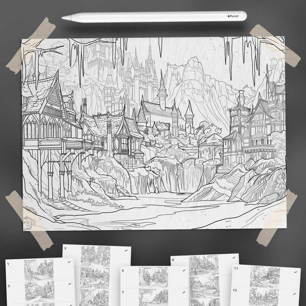 100 Procreate Fantasy Village Backgrounds – ProCreativeBreeze