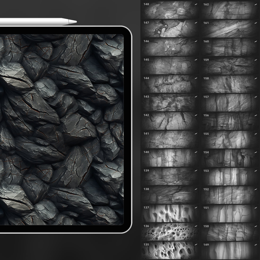 190 Procreate Rock Textures, Mountain Rock Procreate Pattern Seamless ...