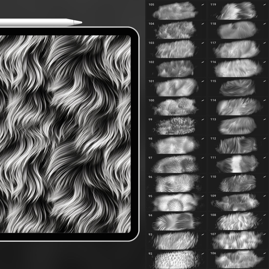 140 Procreate Fur Texture Brushes – ProCreativeBreeze