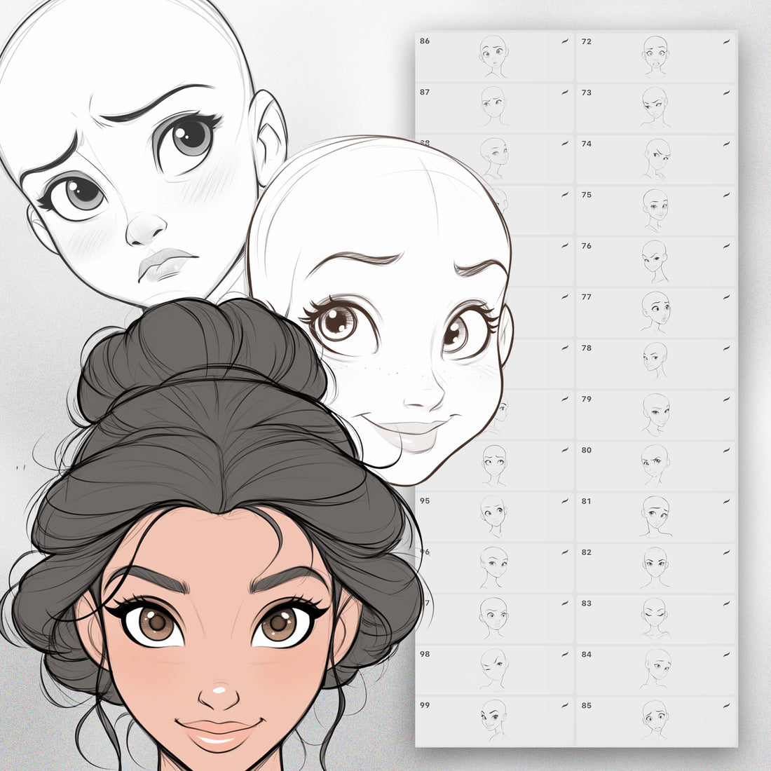 130 Procreate Cartoon Princesses Stamps | Procreate Cartoon Princess H ...