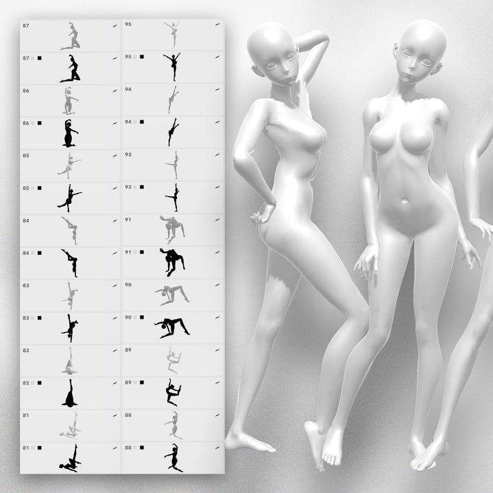 110 Procreate 2D Female Croquis Stamps Part-1 – ProCreativeBreeze