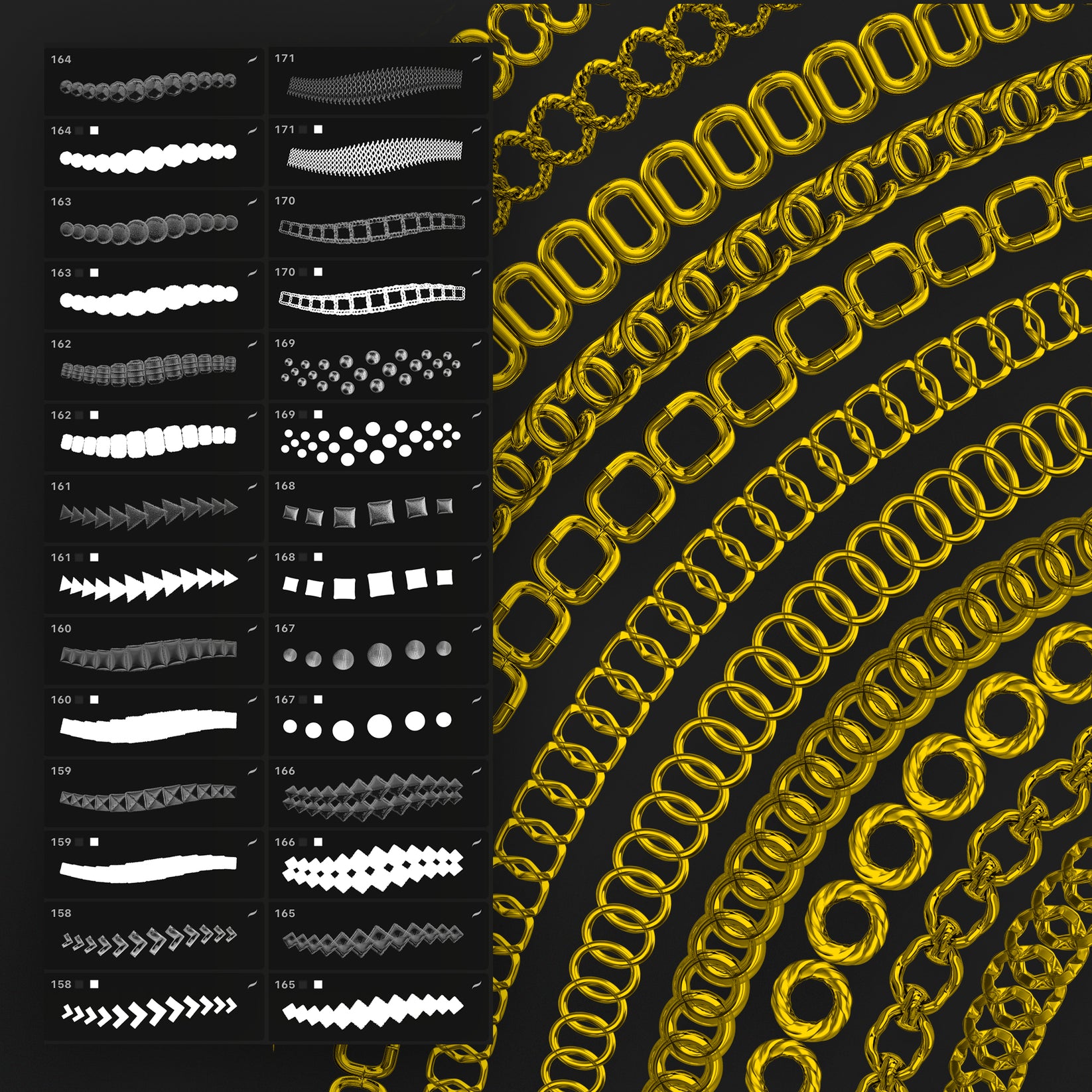 100 Sequins Chain 2D Brushes for Procreate – ProCreativeBreeze