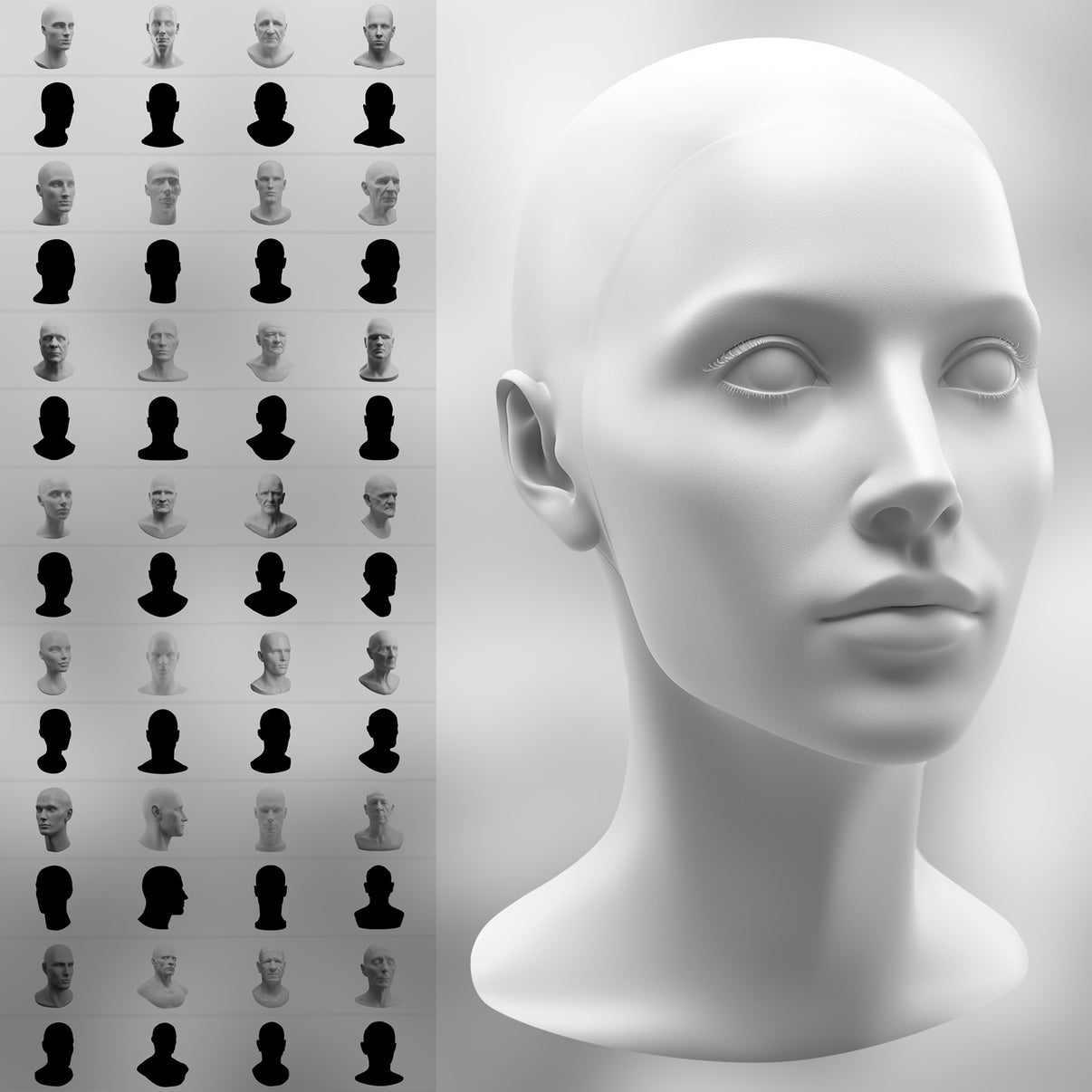 100 Procreate 3D Heads Stamp Brushes, Procreate Women 3D Heads, Procre ...