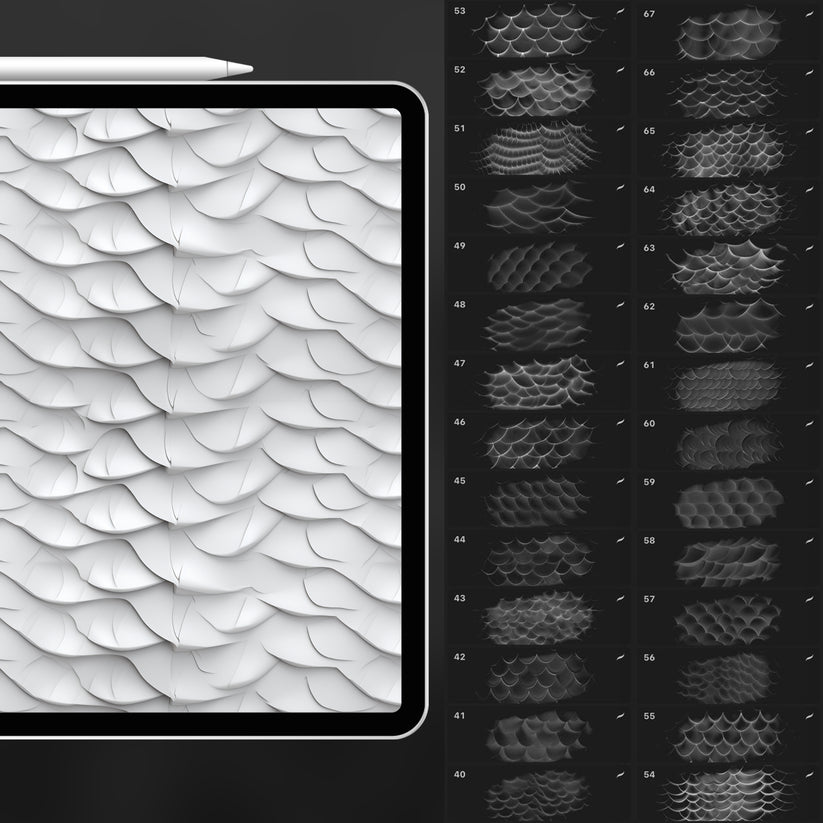 120 Procreate Scale Texture Brushes – ProCreativeBreeze