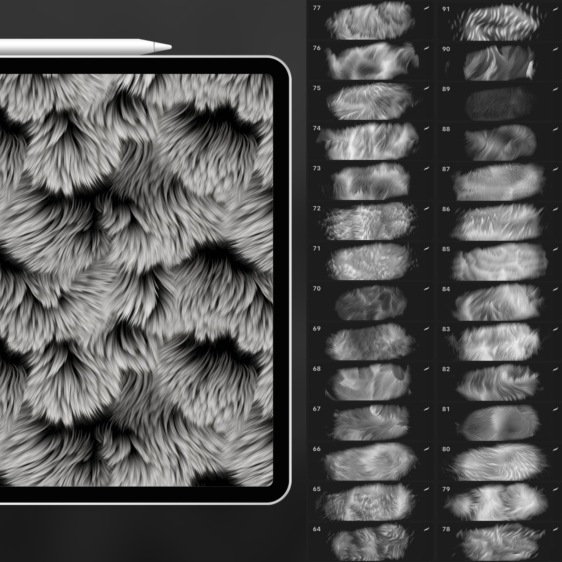 140 Procreate Fur Texture Brushes – ProCreativeBreeze