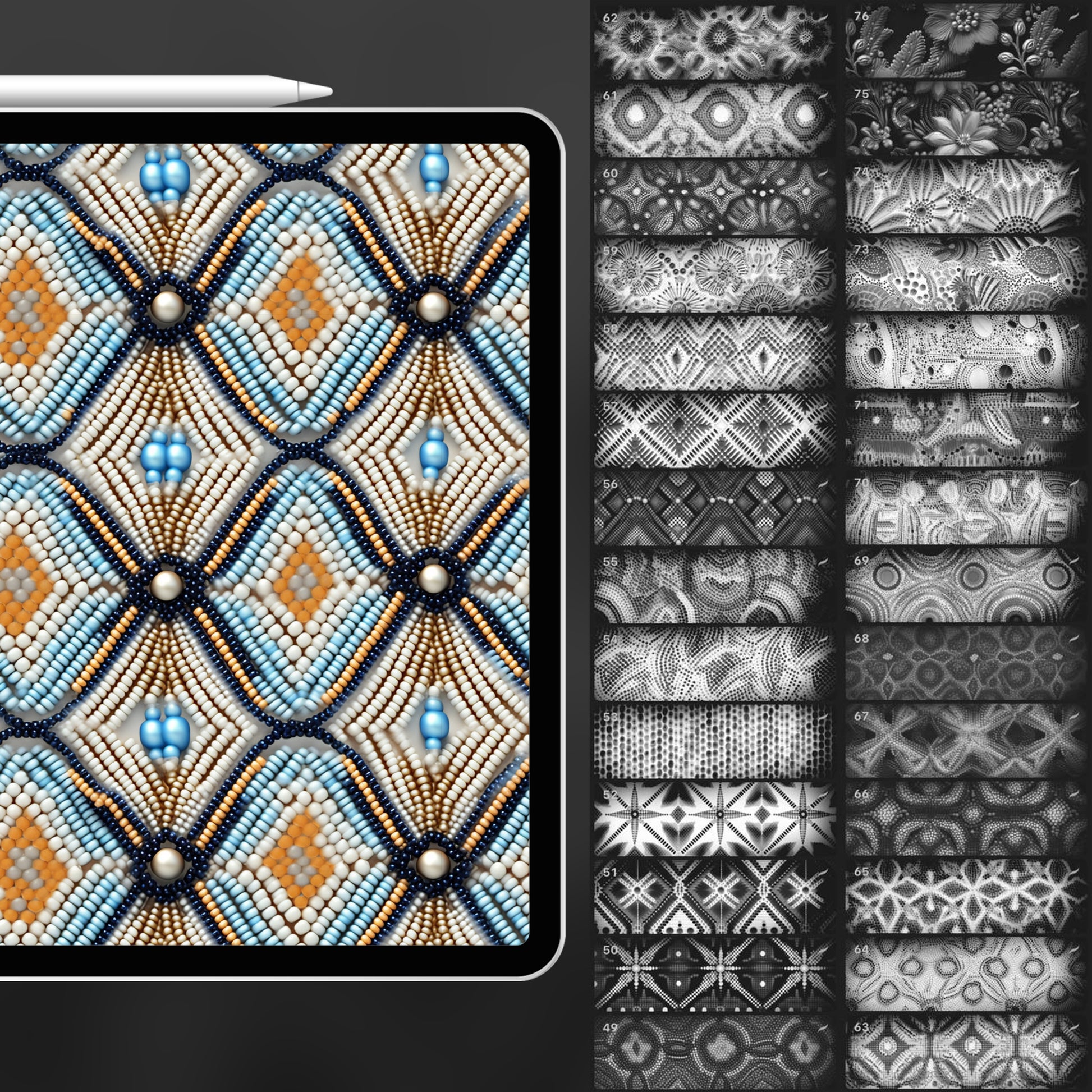130 Procreate Beadwork Pattern Brushes – ProCreativeBreeze