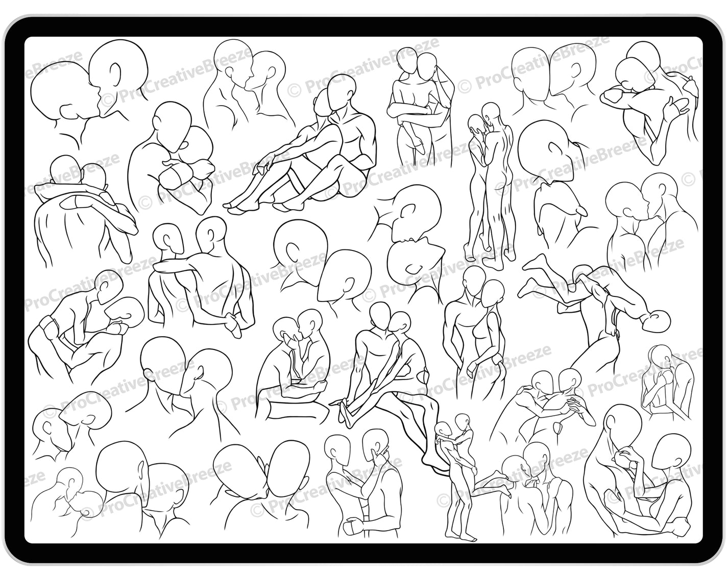 30 Procreate Couple Poses Stamp Brushes – ProCreativeBreeze