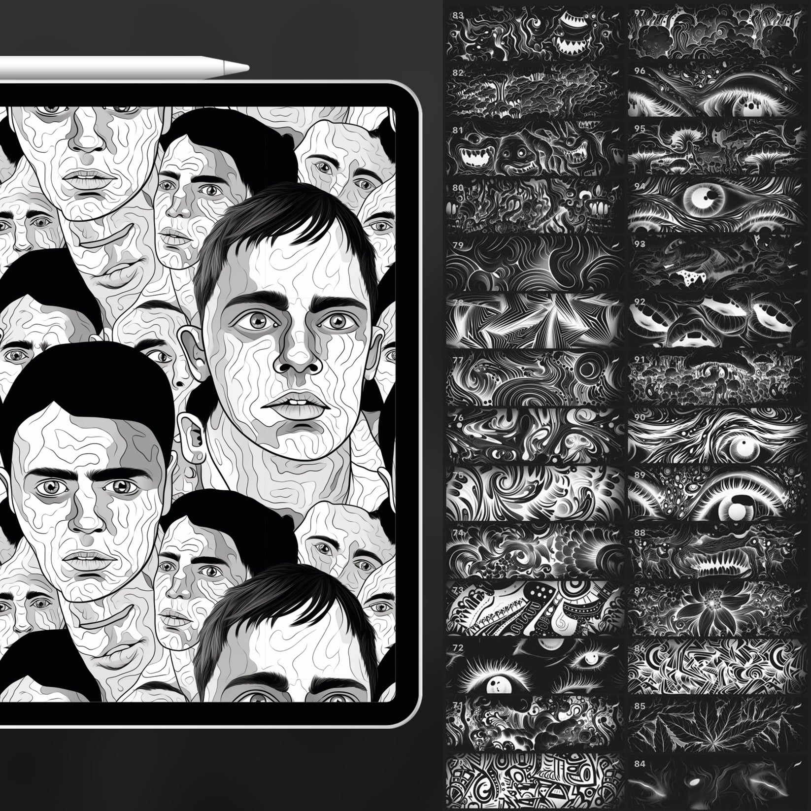 120 Procreate Psycho Pattern Brushes – ProCreativeBreeze