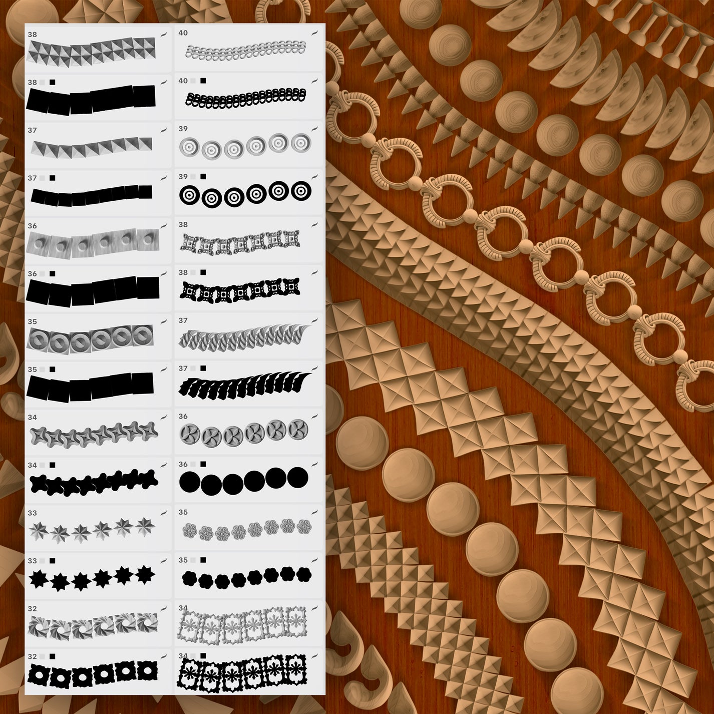 110 Carved Wood 2D Brushes for Procreate – ProCreativeBreeze