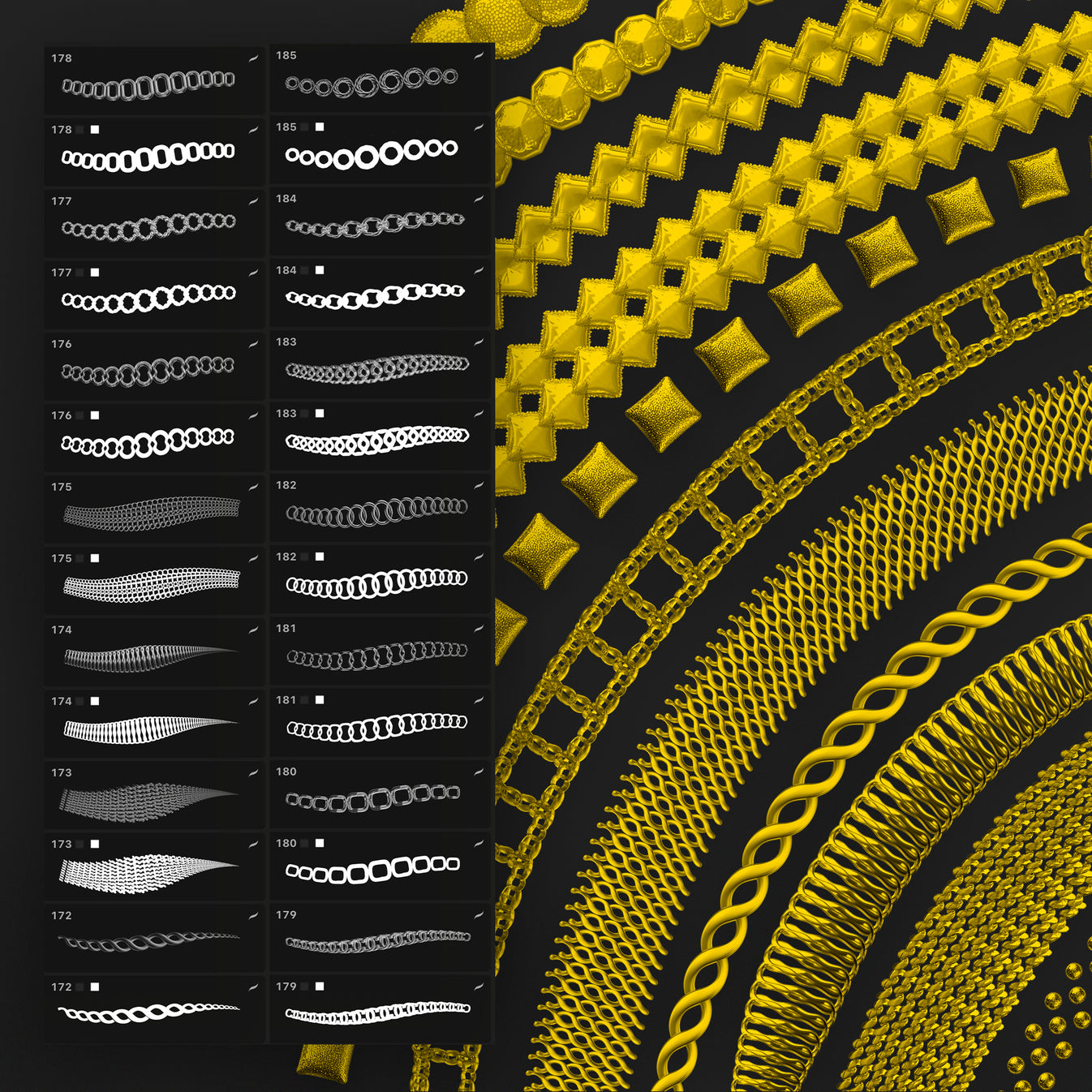 100 Sequins Chain 2D Brushes for Procreate – ProCreativeBreeze