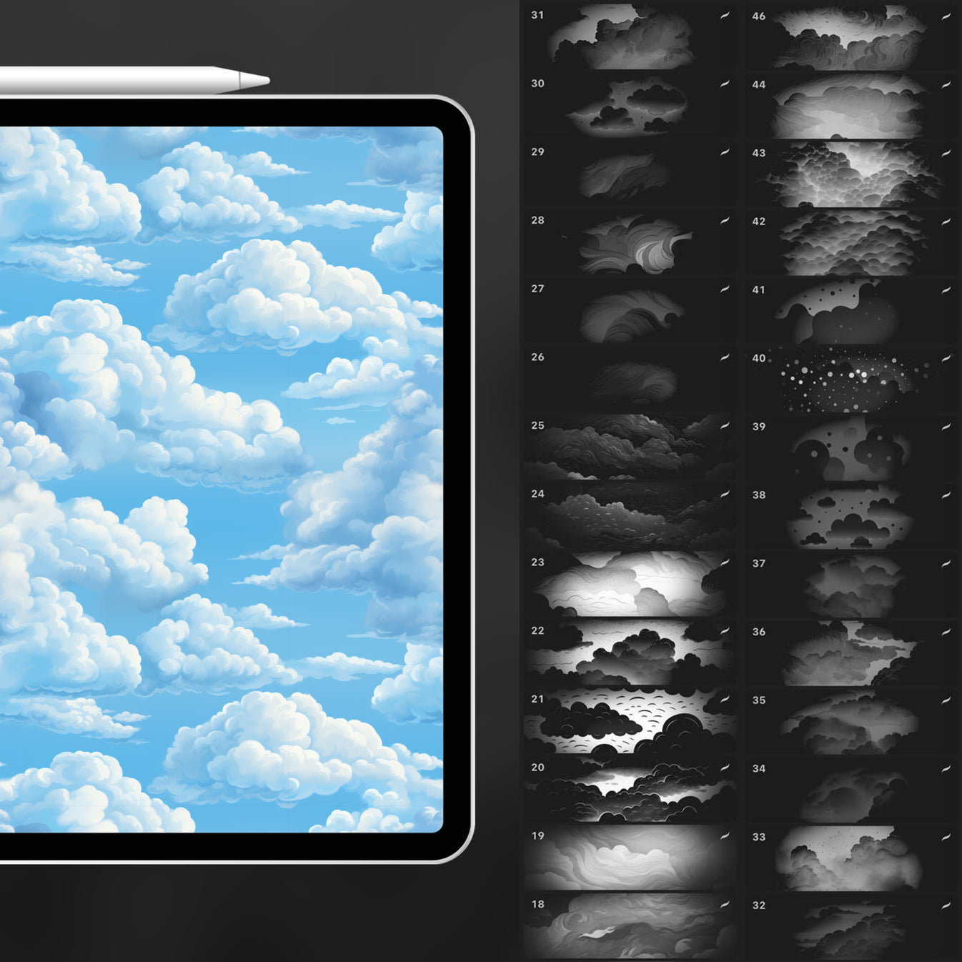 130 Procreate Clouds Texture Brushes – ProCreativeBreeze