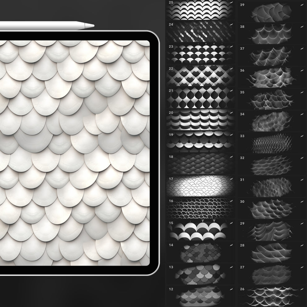120 Procreate Scale Texture Brushes – ProCreativeBreeze