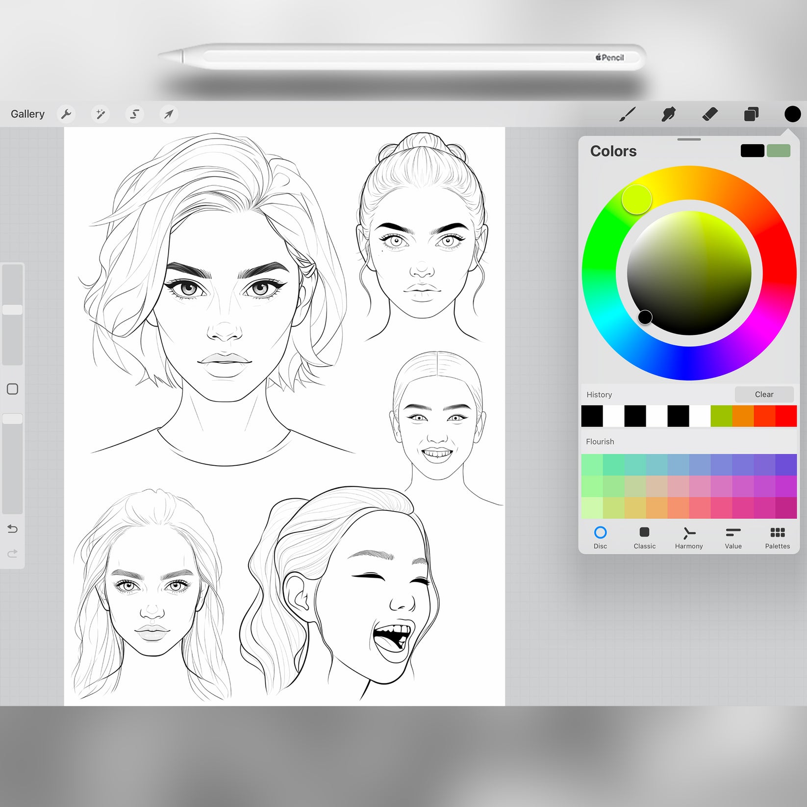 110 Procreate Female Head Stamps Part -1 Brushes – ProCreativeBreeze