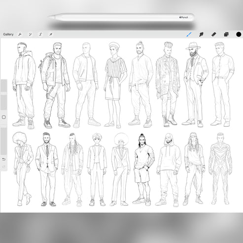 200 Procreate Men's Fashion Stamp Brushes, Men's Style Procreate Drawi ...