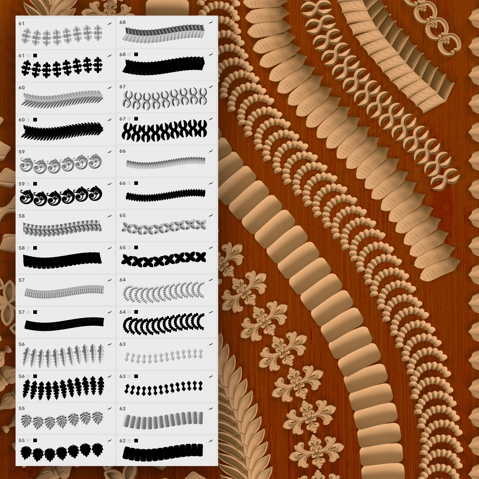 110 Carved Wood 2D Brushes for Procreate – ProCreativeBreeze