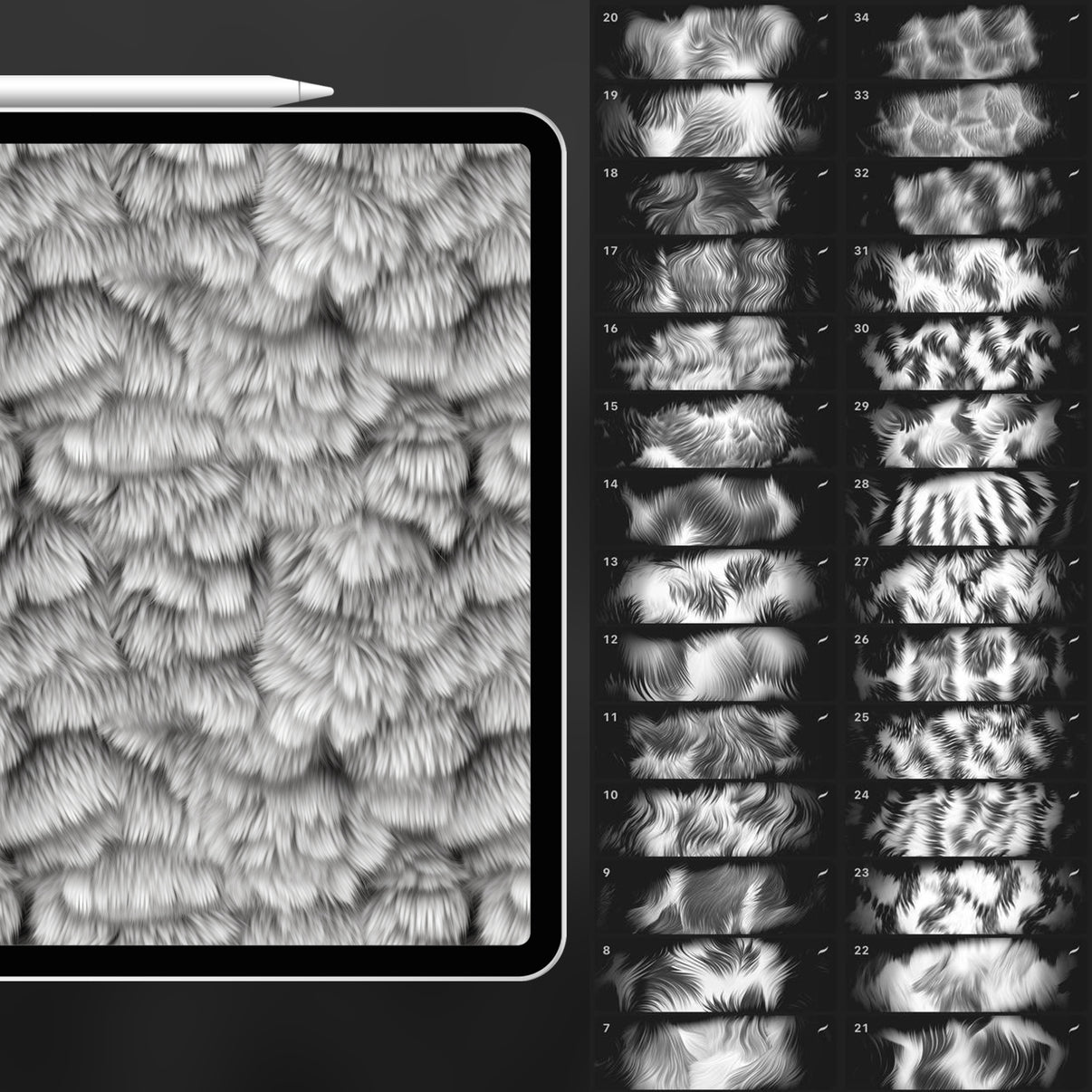 140 Procreate Fur Texture Brushes – ProCreativeBreeze