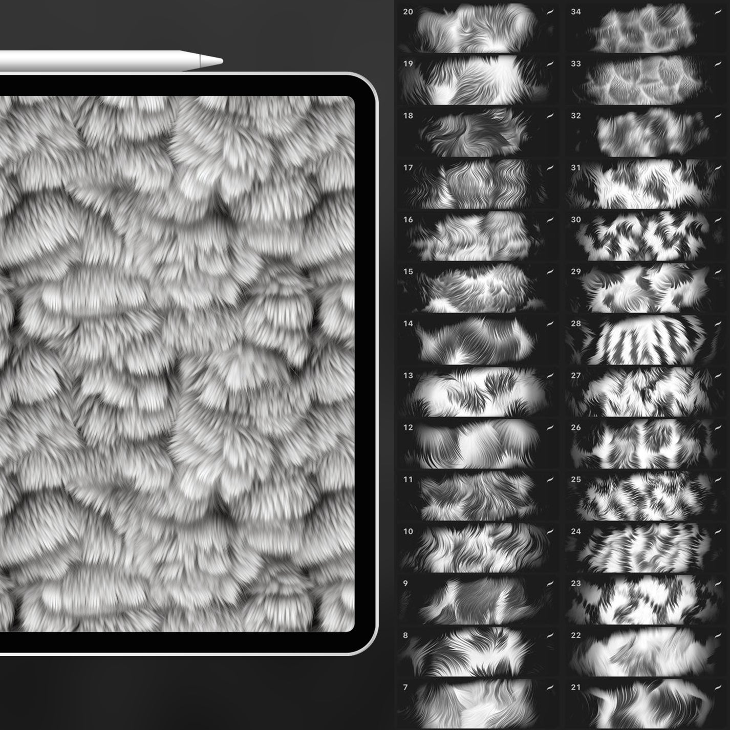 140 Procreate Fur Texture Brushes – ProCreativeBreeze