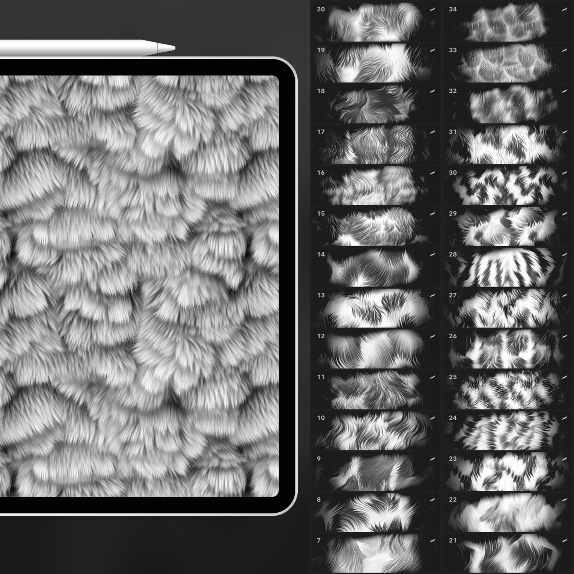 140 Procreate Fur Texture Brushes – ProCreativeBreeze