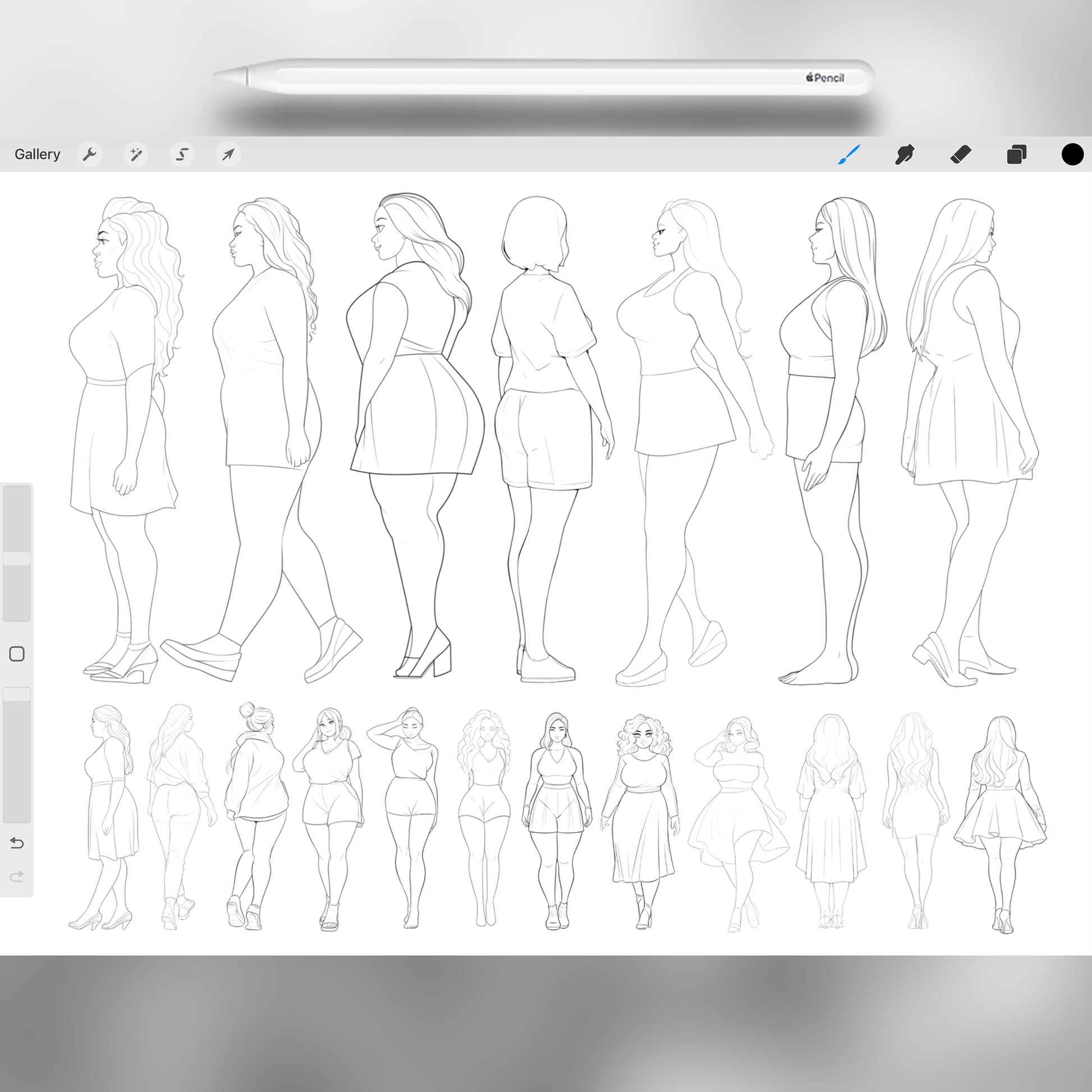 130 Procreate Plus Size Women Stamp Brushes – ProCreativeBreeze