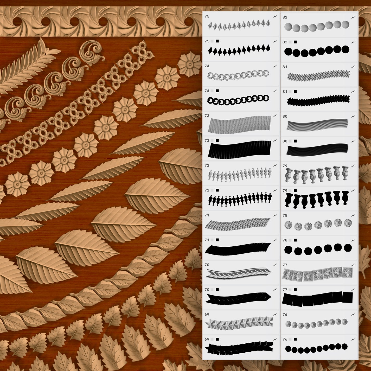 110 Carved Wood 2D Brushes for Procreate – ProCreativeBreeze