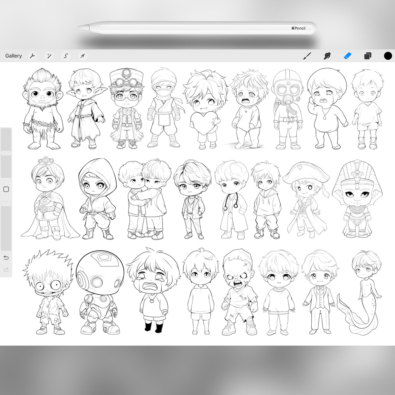 150 Procreate Cute Chibi Boys Stamp Brushes – ProCreativeBreeze