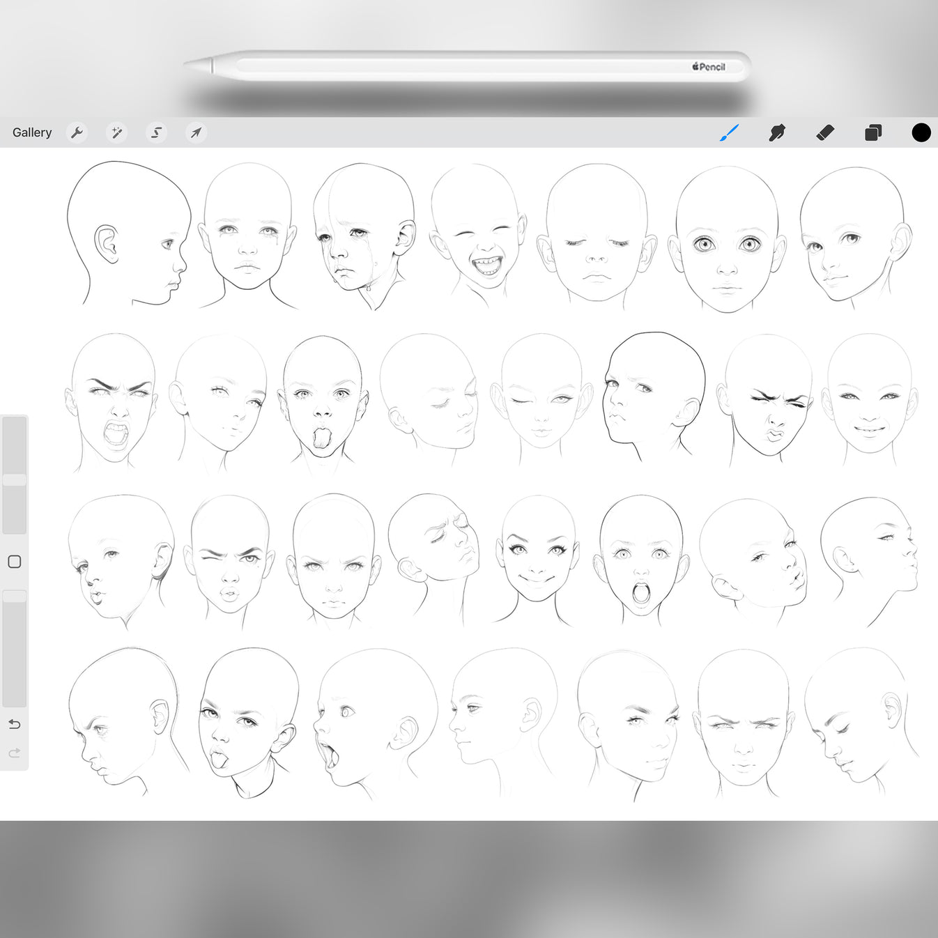 100 Procreate Girl's Heads Base Stamps Brushes – ProCreativeBreeze
