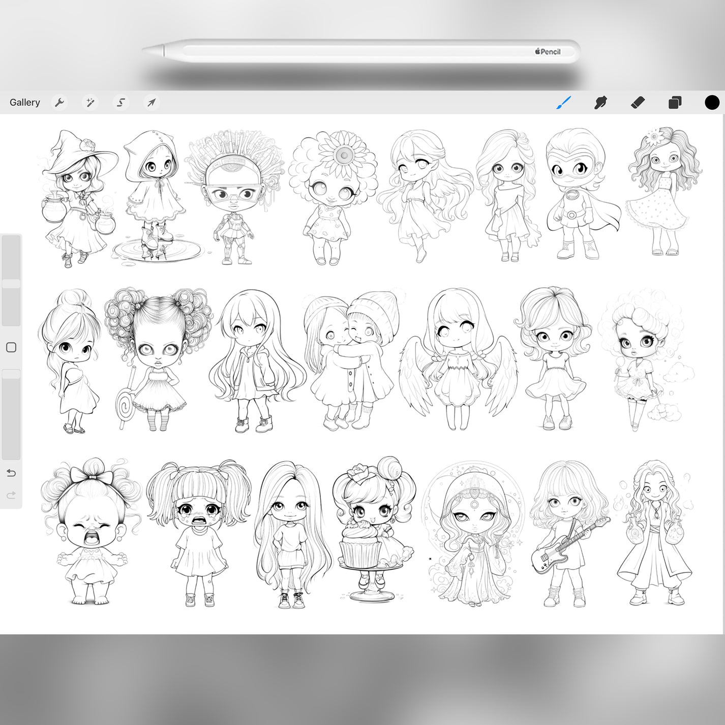 120 Procreate Cute Chibi Girls Stamp Brushes – ProCreativeBreeze
