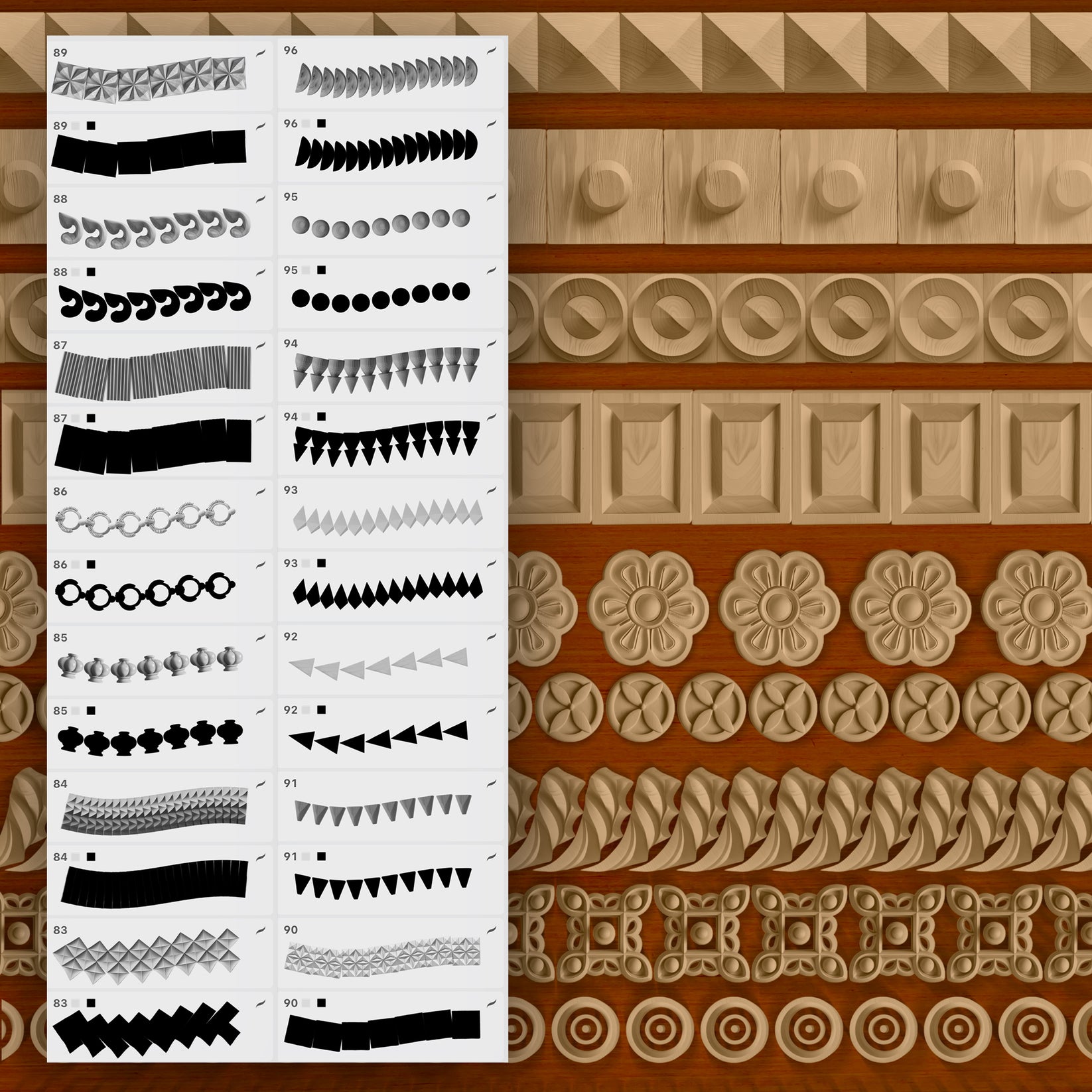 110 Carved Wood 2D Brushes for Procreate – ProCreativeBreeze