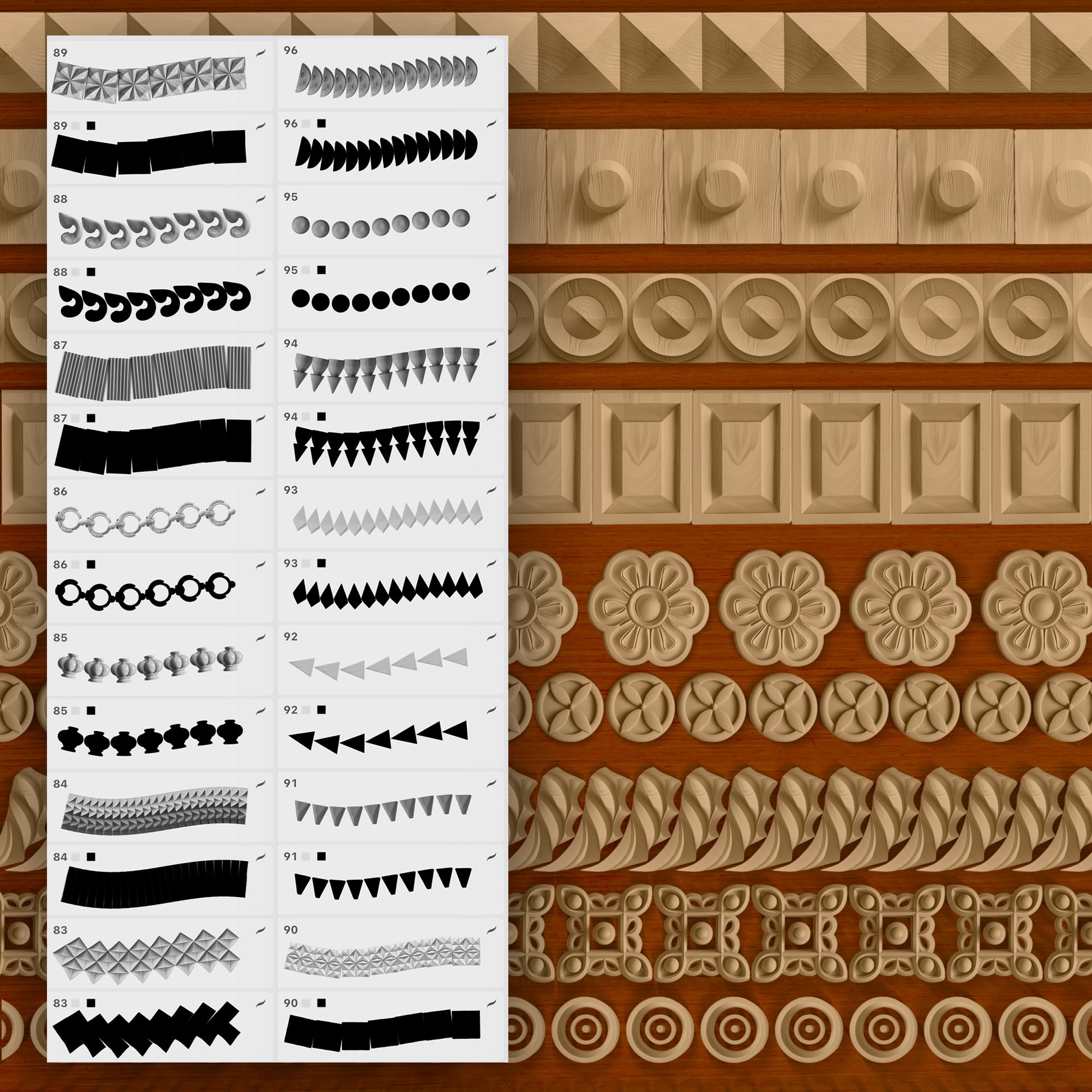 110 Carved Wood 2D Brushes for Procreate – ProCreativeBreeze