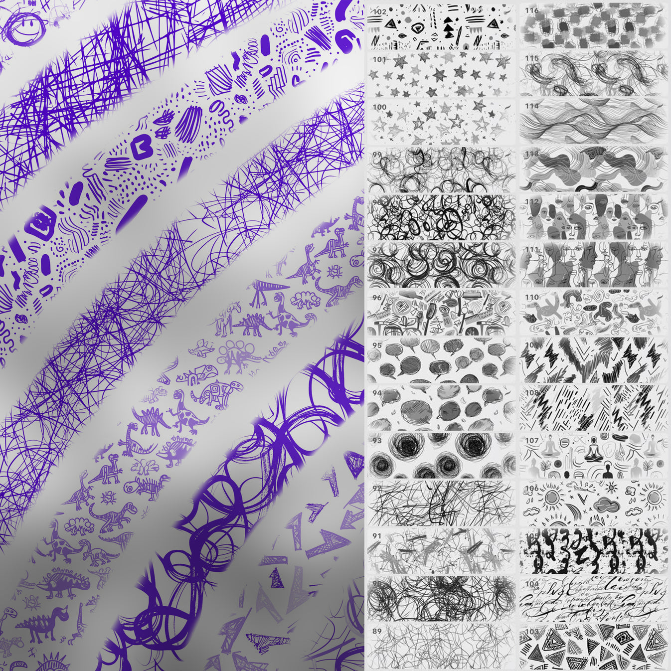 110 Procreate Scribbles Patterns Brushes, Procreate Doodles Pattern Br – ProCreativeBreeze