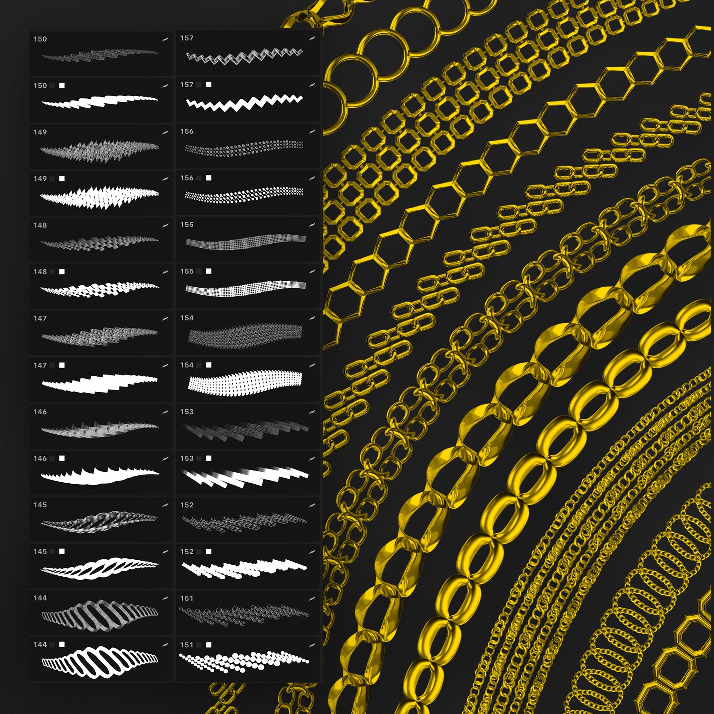 100 Sequins Chain 2D Brushes for Procreate – ProCreativeBreeze