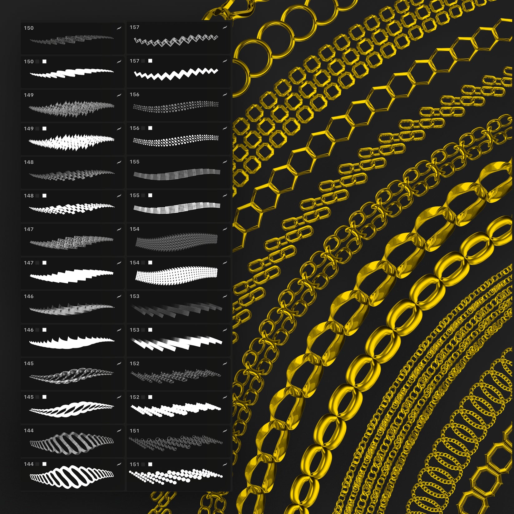 100 Sequins Chain 2D Brushes for Procreate – ProCreativeBreeze