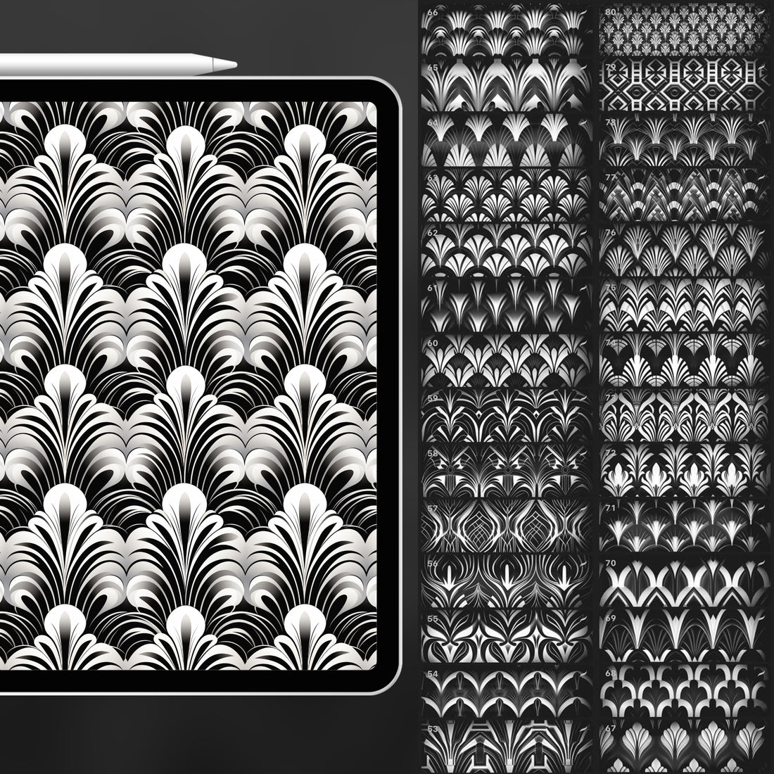 80 Procreate Art Deco Patterns, Geometric Procreate Texture Seamless B ...