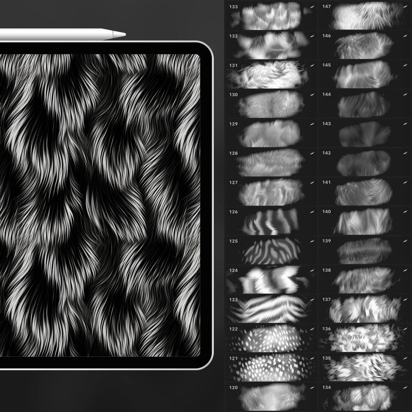 140 Procreate Fur Textures, Short-Haired Fur Procreate Texture Seamles ...