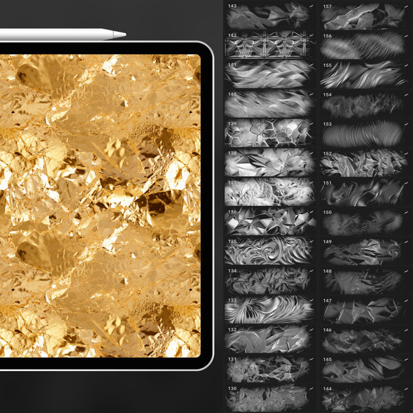 150 Procreate Foil Textures, Metal Foil Procreate Seamless Texture Bru ...