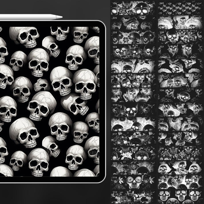 140 Procreate Skull Patterns, Gothic Skull Procreate Seamless Texture ...