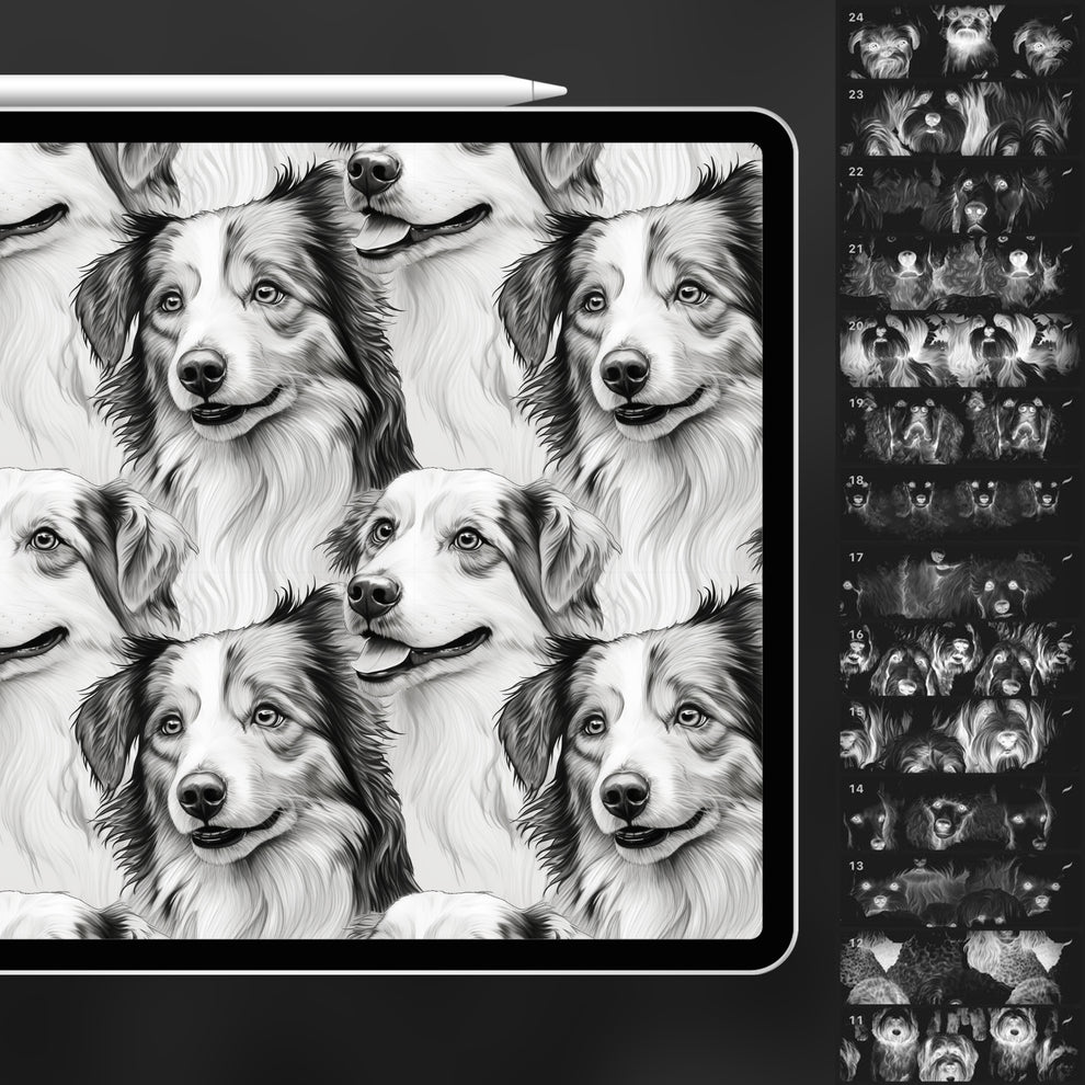 80 Procreate Dogs Patterns, Pet Pattern Procreate Seamless Pattern Bru ...