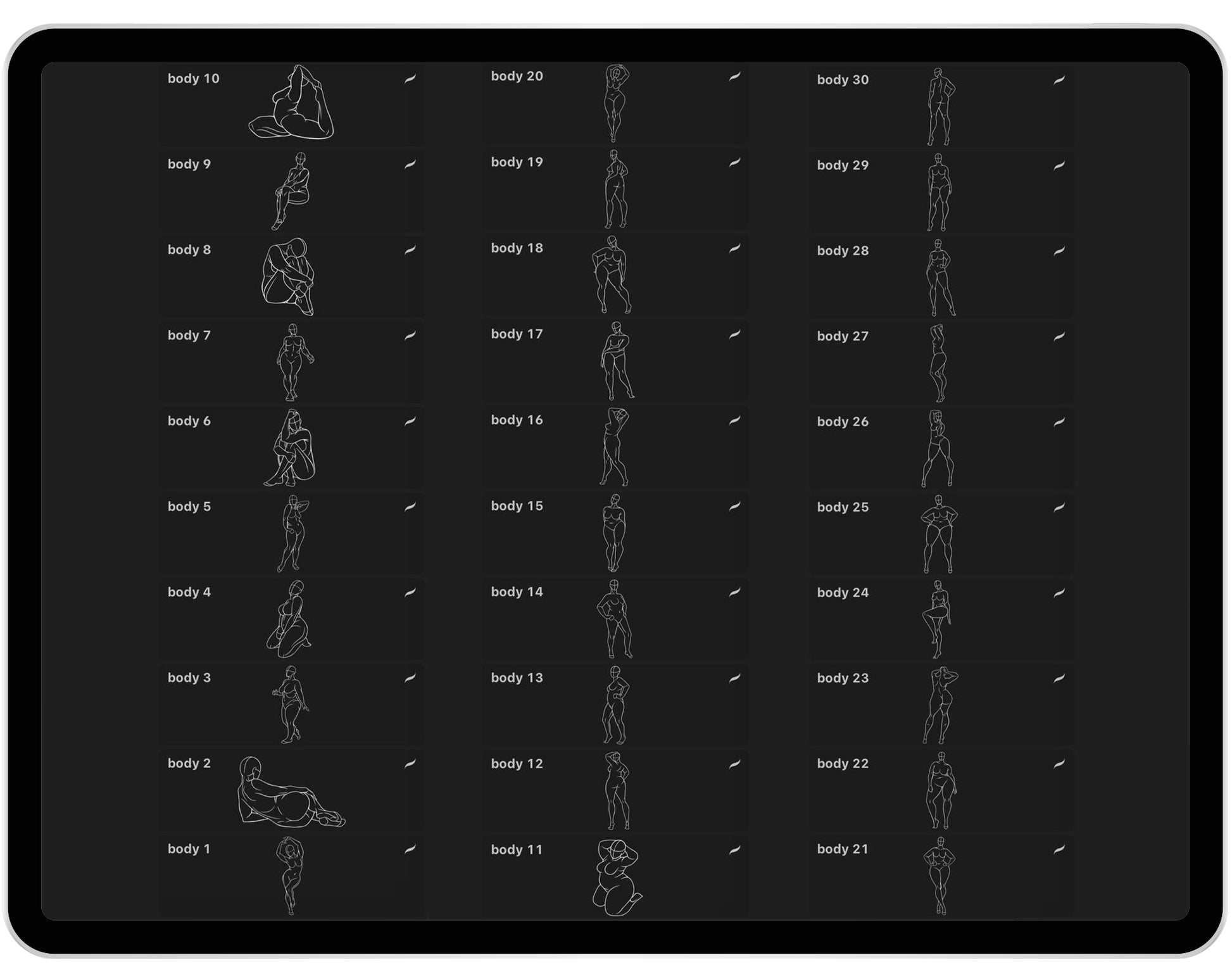 30 Procreate Plus Size Body Stamp Brushes, Procreate Big Body Referenc ...
