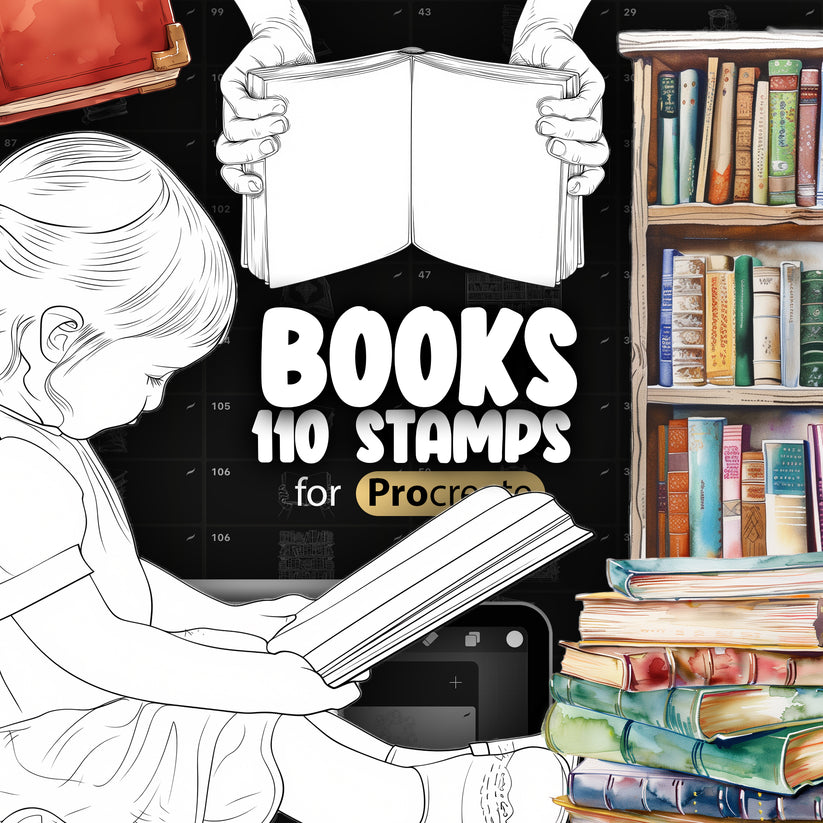 110 Procreate Books Stamp Brushes, Procreate Open Book Stamps, Procrea ...
