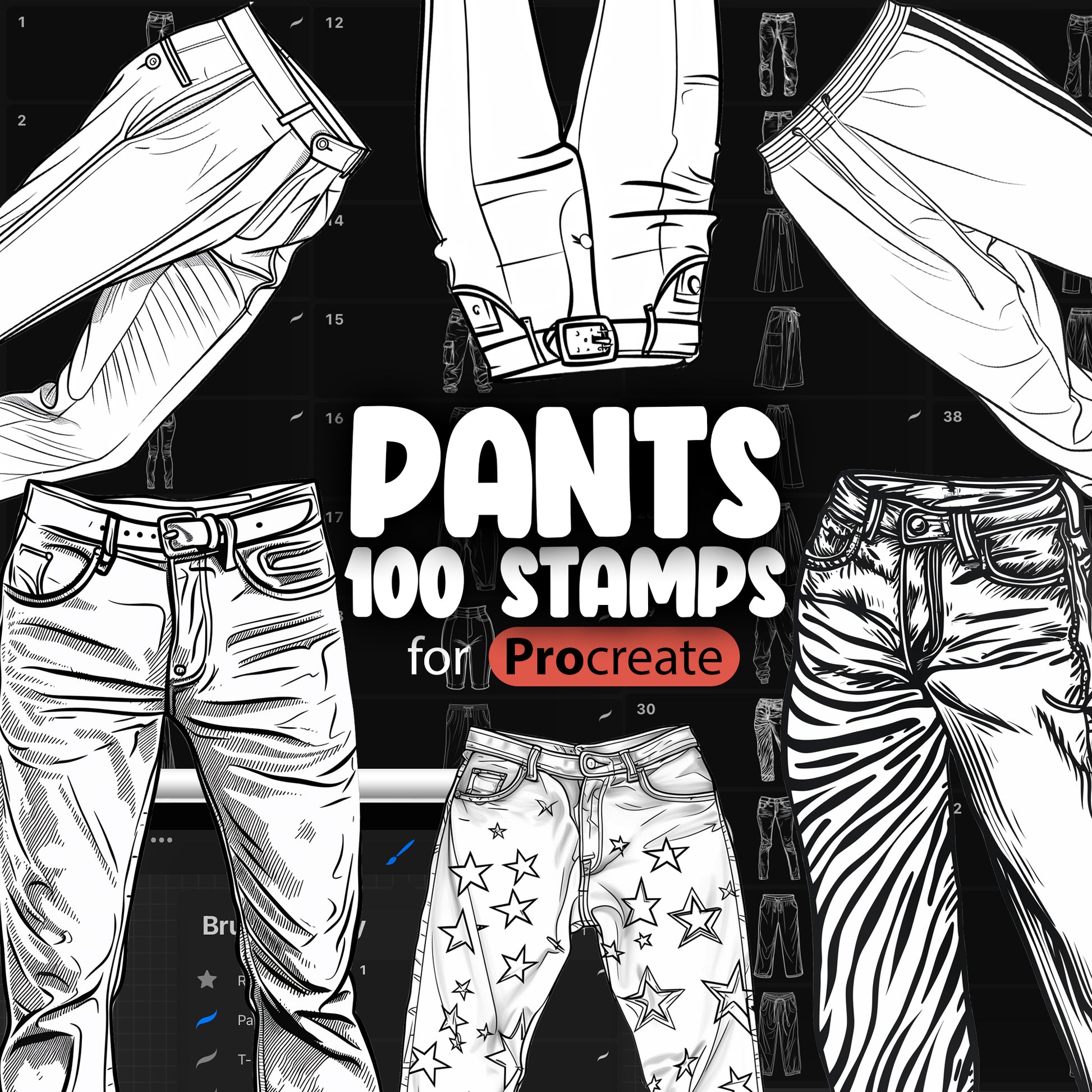100 Procreate Women Pants Stamp Brushes, Procreate Fashion, Procreate ...