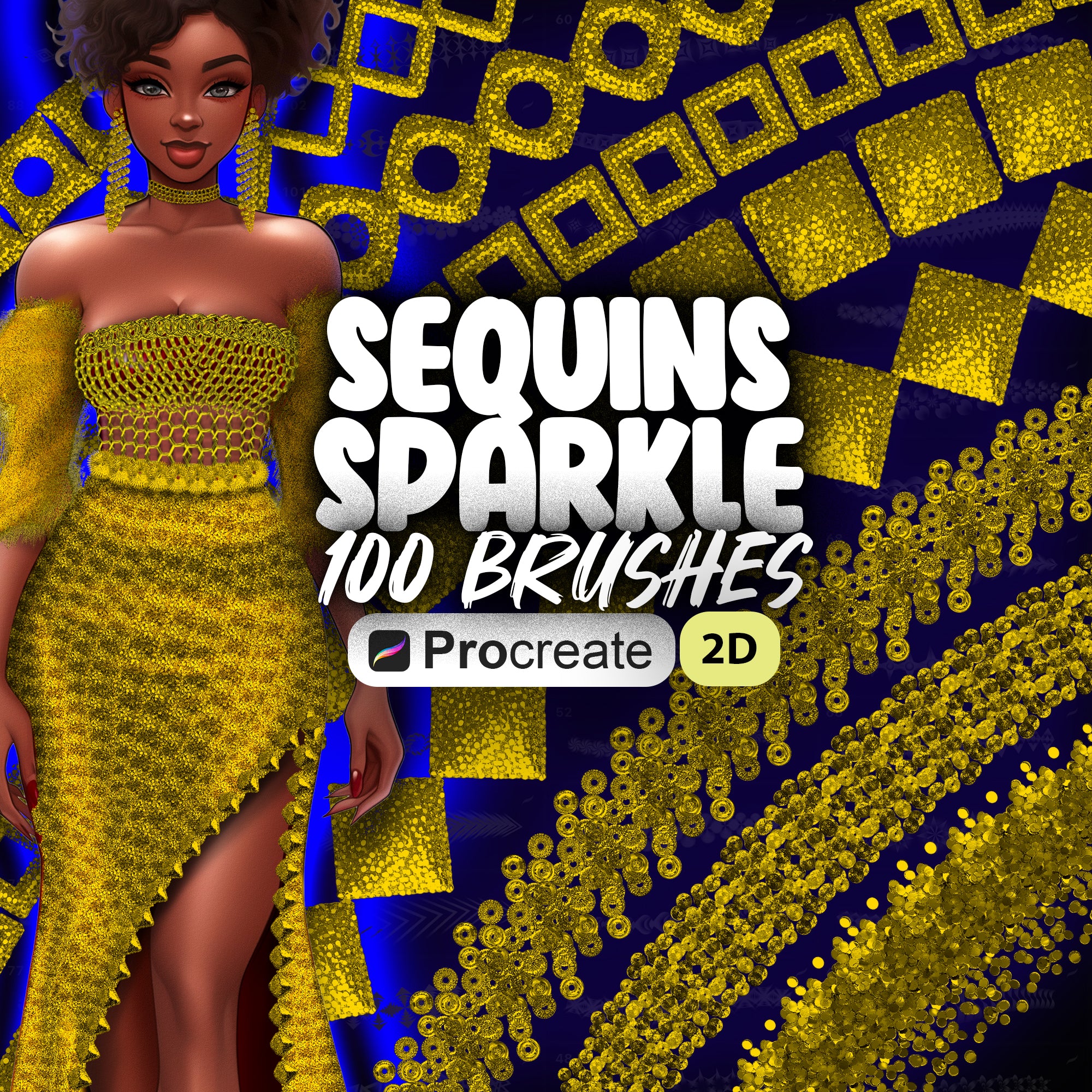 100 Sequins Sparkle 2D Brushes for Procreate – ProCreativeBreeze